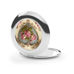 Vintage Victorian Pink Roses Heart Compact Travel Mirror - Etsy