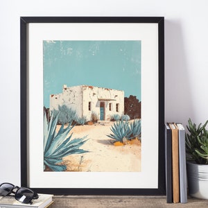 Vintage White Adobe House Art Print Poster New Mexico Gift - Etsy