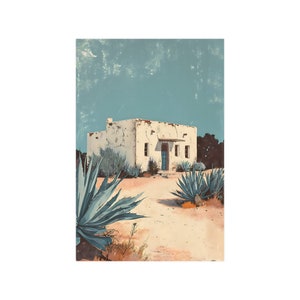 Vintage White Adobe House Art Print Poster New Mexico Gift - Etsy