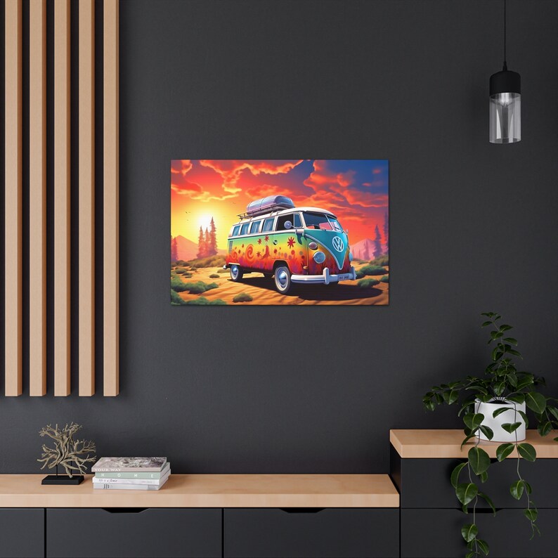 BOHO 60's 70's VW Van With Psychedelic Hippy Graphics Fine Art Print ...