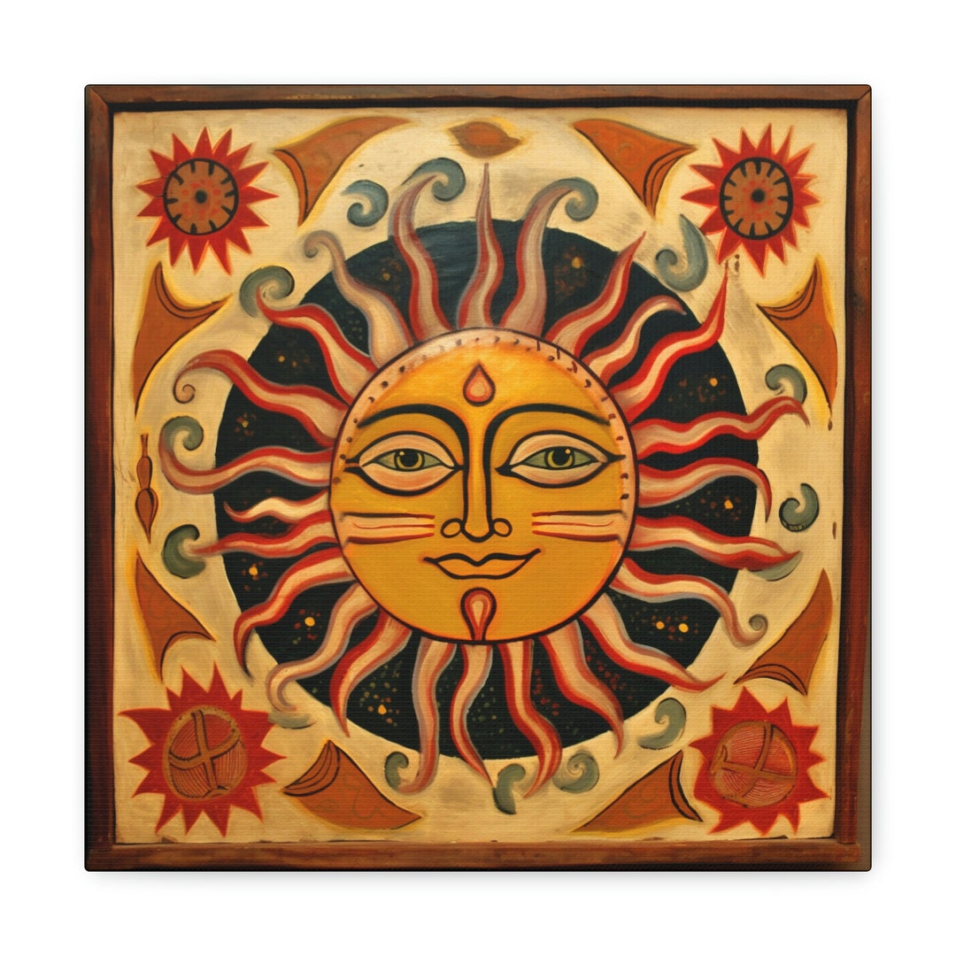 Rustic Folk Celestial Sun Canvas Gallery Wraps Perfect Gift for Your ...