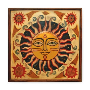 Rustic Folk Celestial Sun Canvas Gallery Wraps Perfect Gift for Your ...