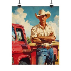Cowboy With His Pick-me-up Truck Wall Art Print Western Decor 9x 11 ...