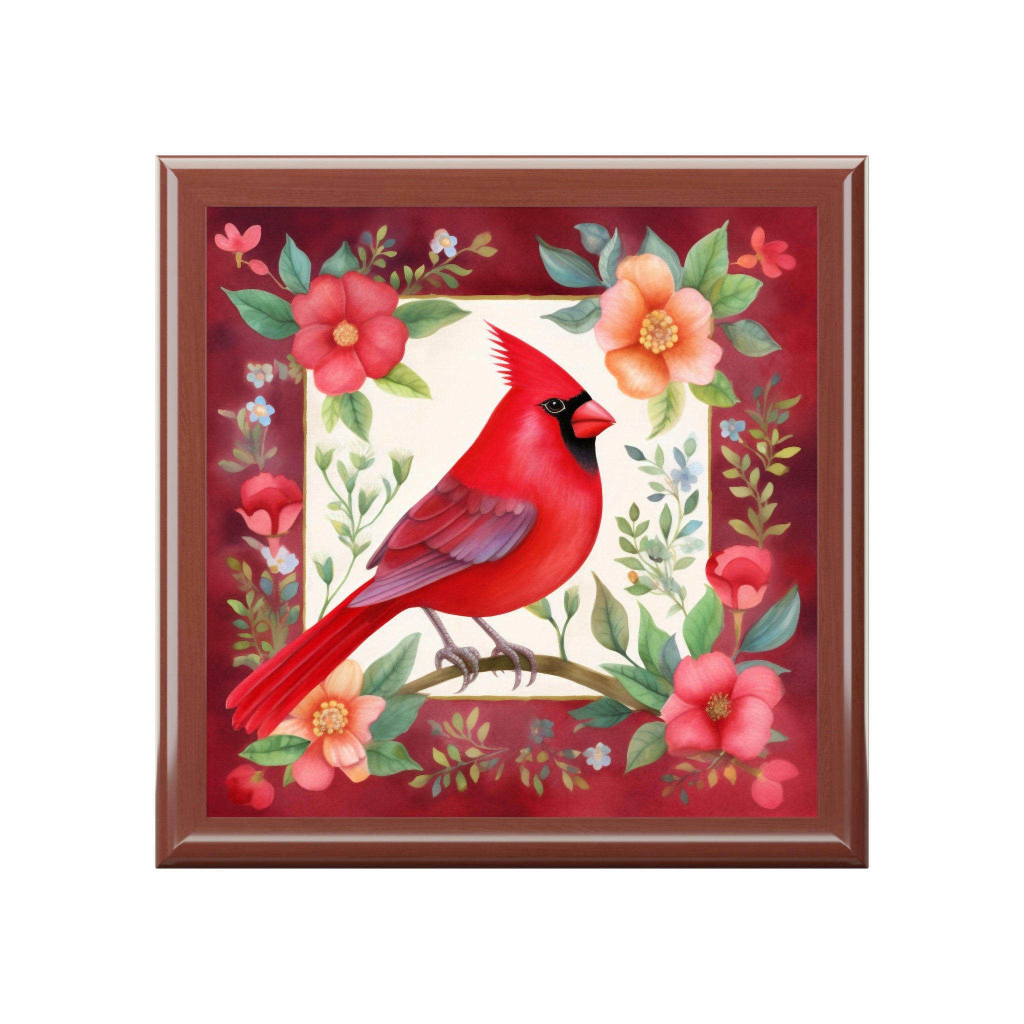 Rustic Folk Art Male Cardinal Design Wooden Keepsake Jewelry - Etsy