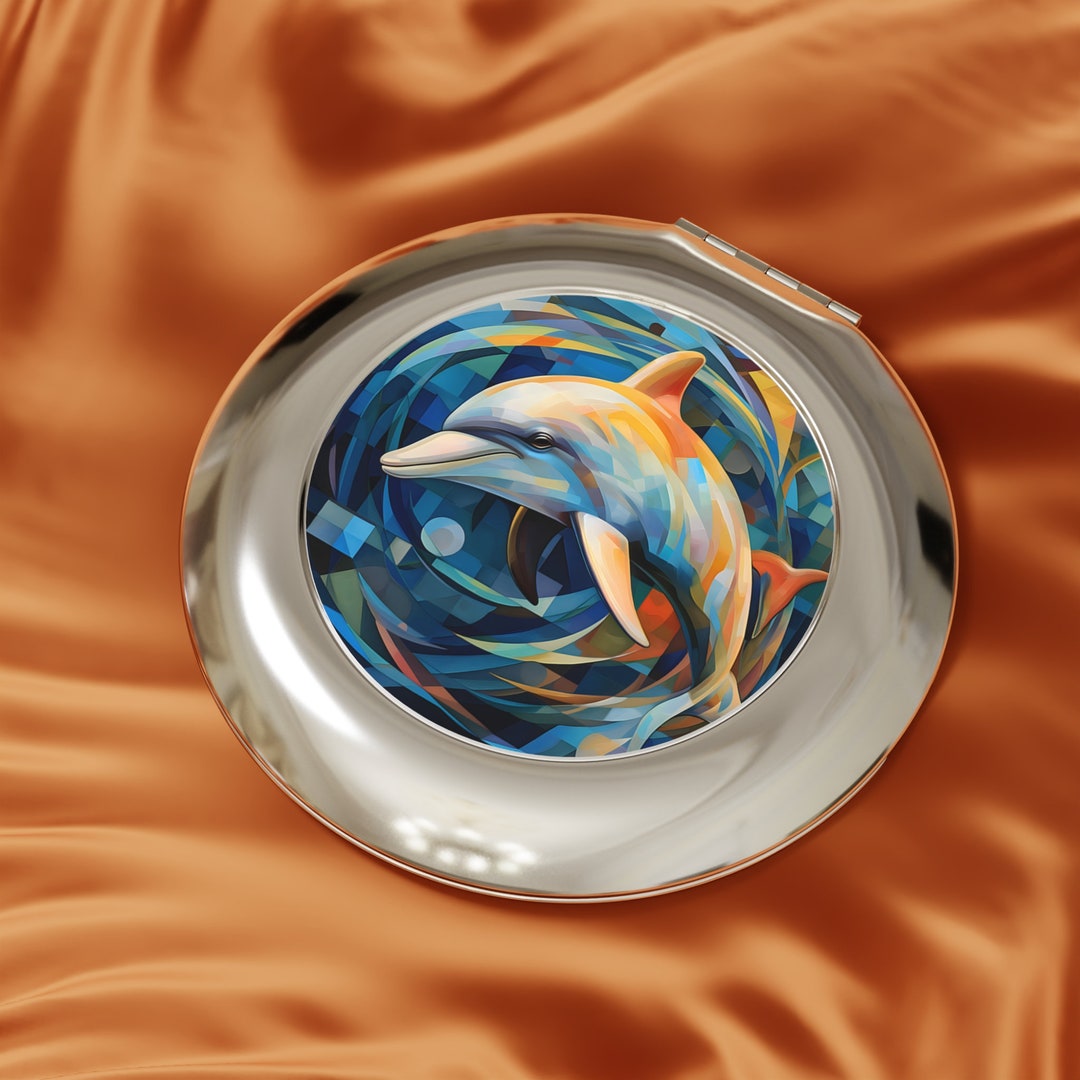 Art Deco Style Dolphin Art Print Compact Travel Mirror - Etsy