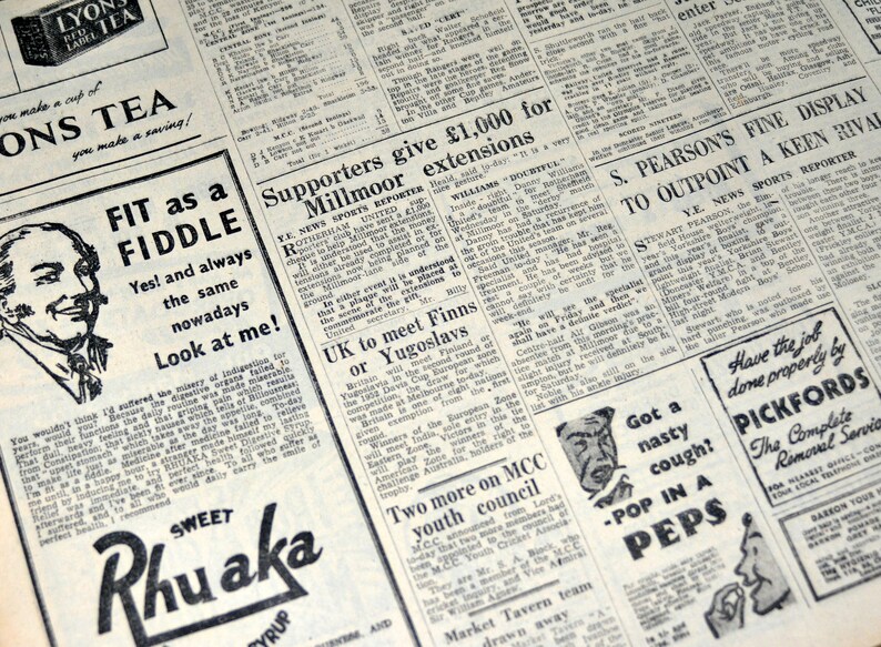 20 Random 1952 Old Newspaper Pages/vintage Advertisements/vintage ...