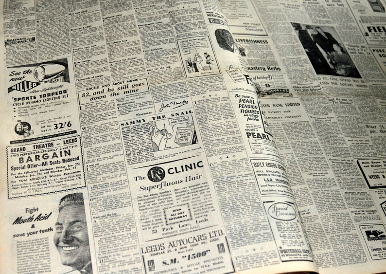 20 Random 1952 Old Newspaper Pages/vintage Advertisements/vintage ...