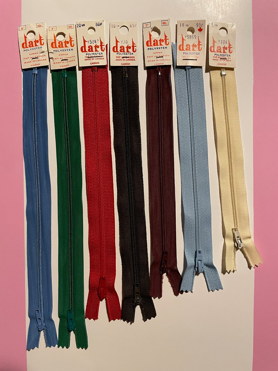 Vintage 1970s Deadstock Zippers Lot of 7 Clothing Sewing DIY Dart Made ...