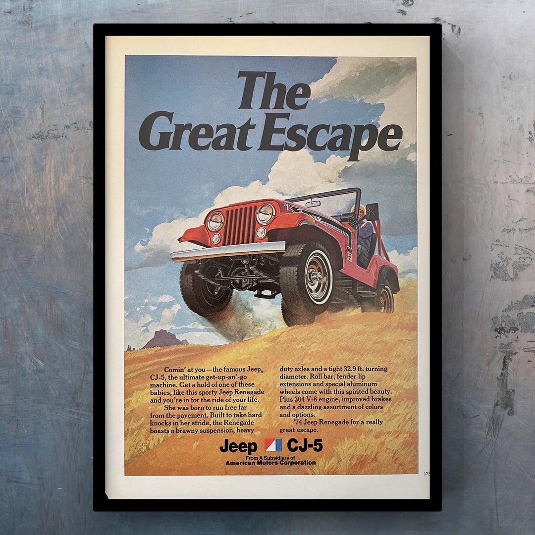 Vintage 1970s Jeep Renegade 70s CJ-5 American Motors Magazine Ad Poster ...