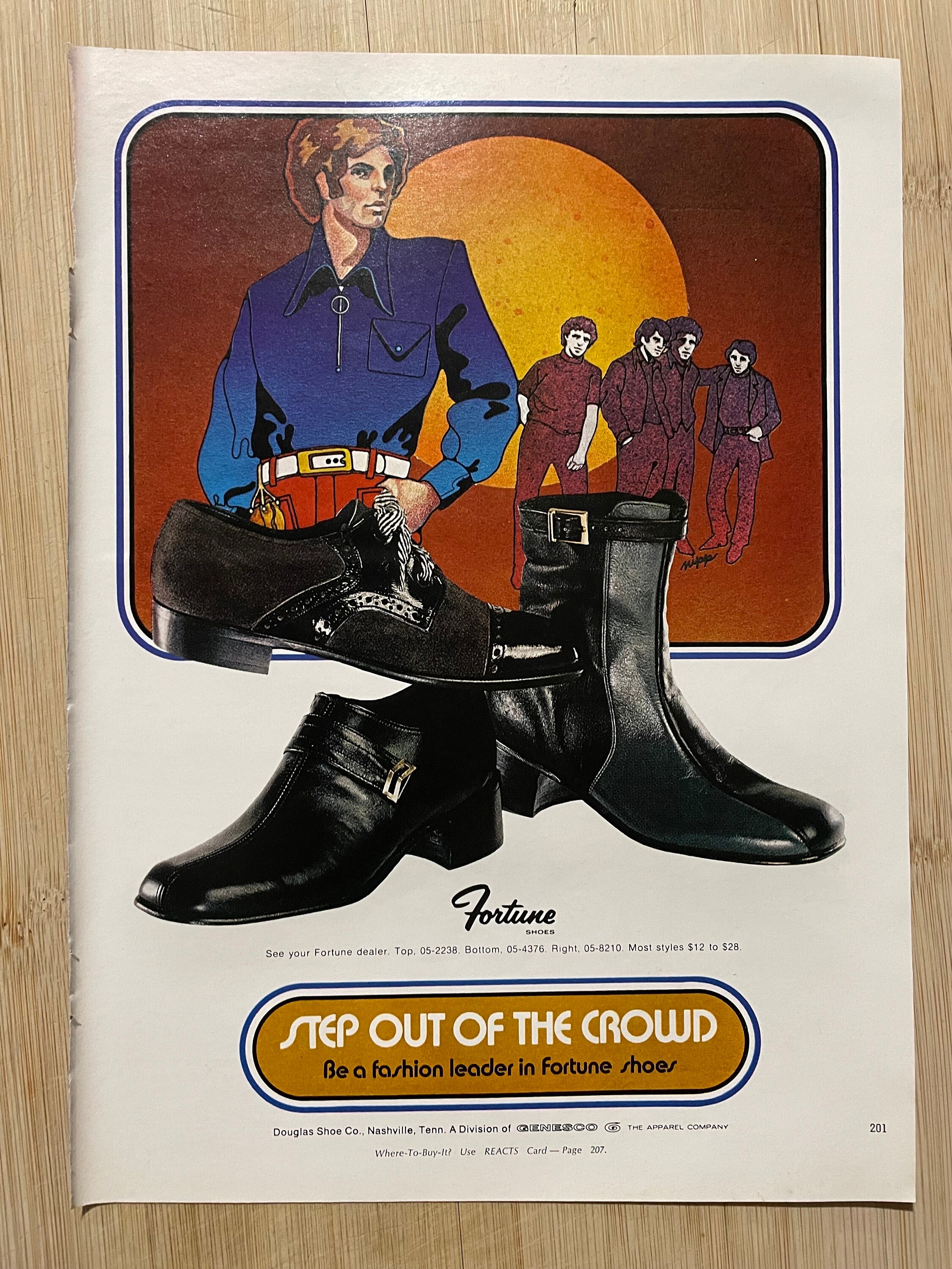 Vintage 1970s Fortune Shoes Clothing 70s Magazine Ad Poster Paper Print ...