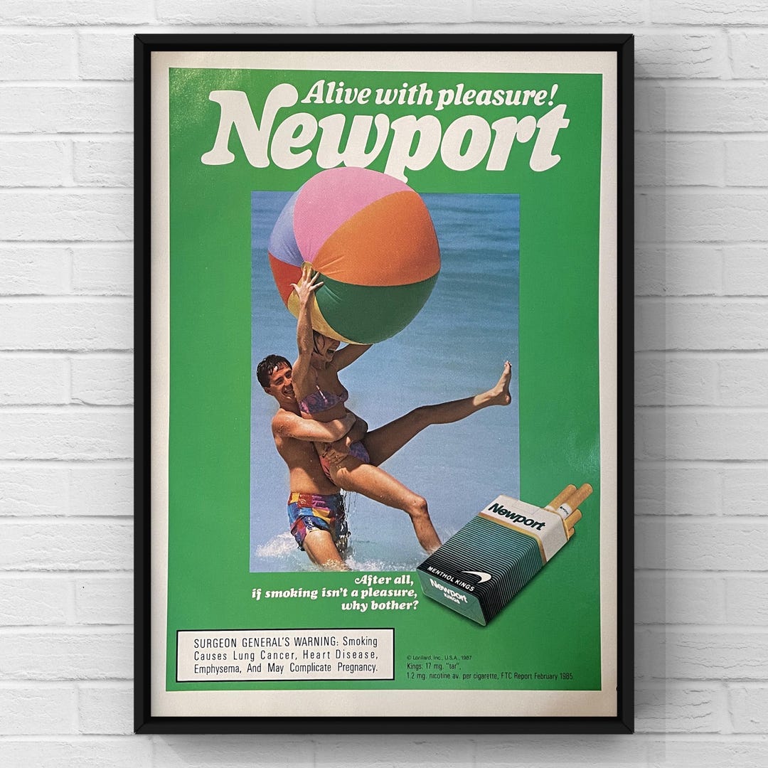 Vintage 1980s Newport Cigarettes Smoking Tobacco 80s Magazine Page Ad ...