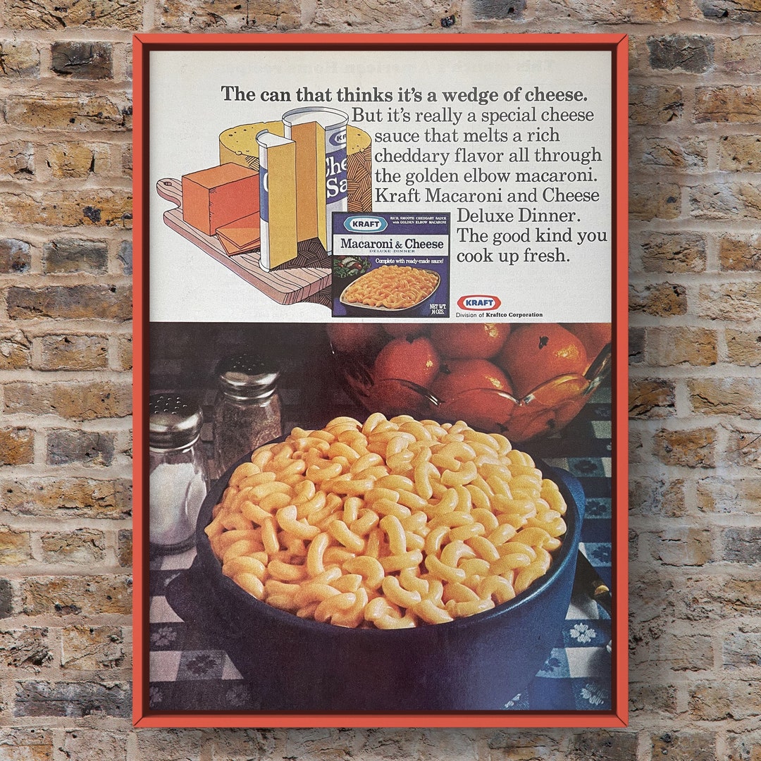 Vintage 1970s Kraft Macaroni Cheese Chef Kitchen 70s Magazine Ad Poster ...