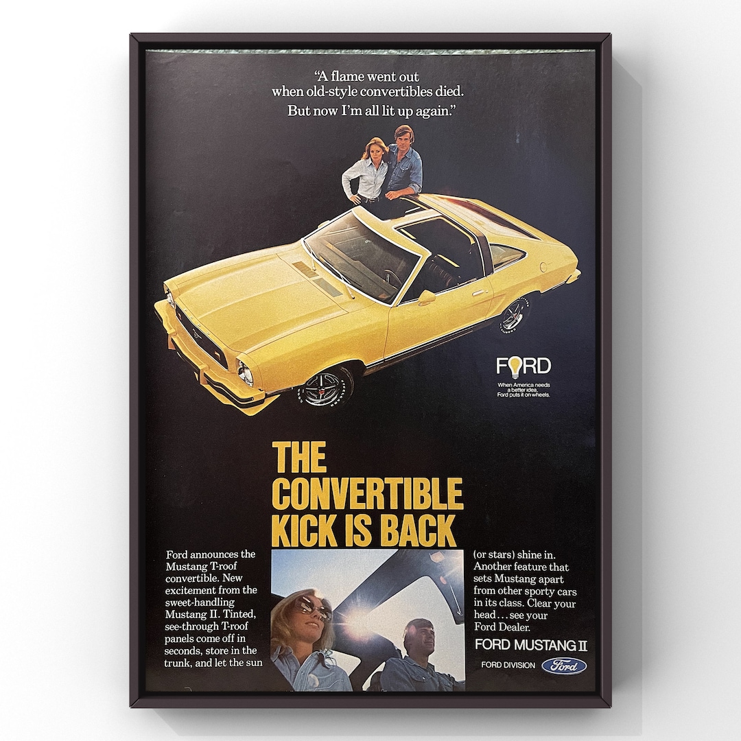 Vintage 1970s Ford Convertible Mustang 2 70s Classic Car Magazine Page ...