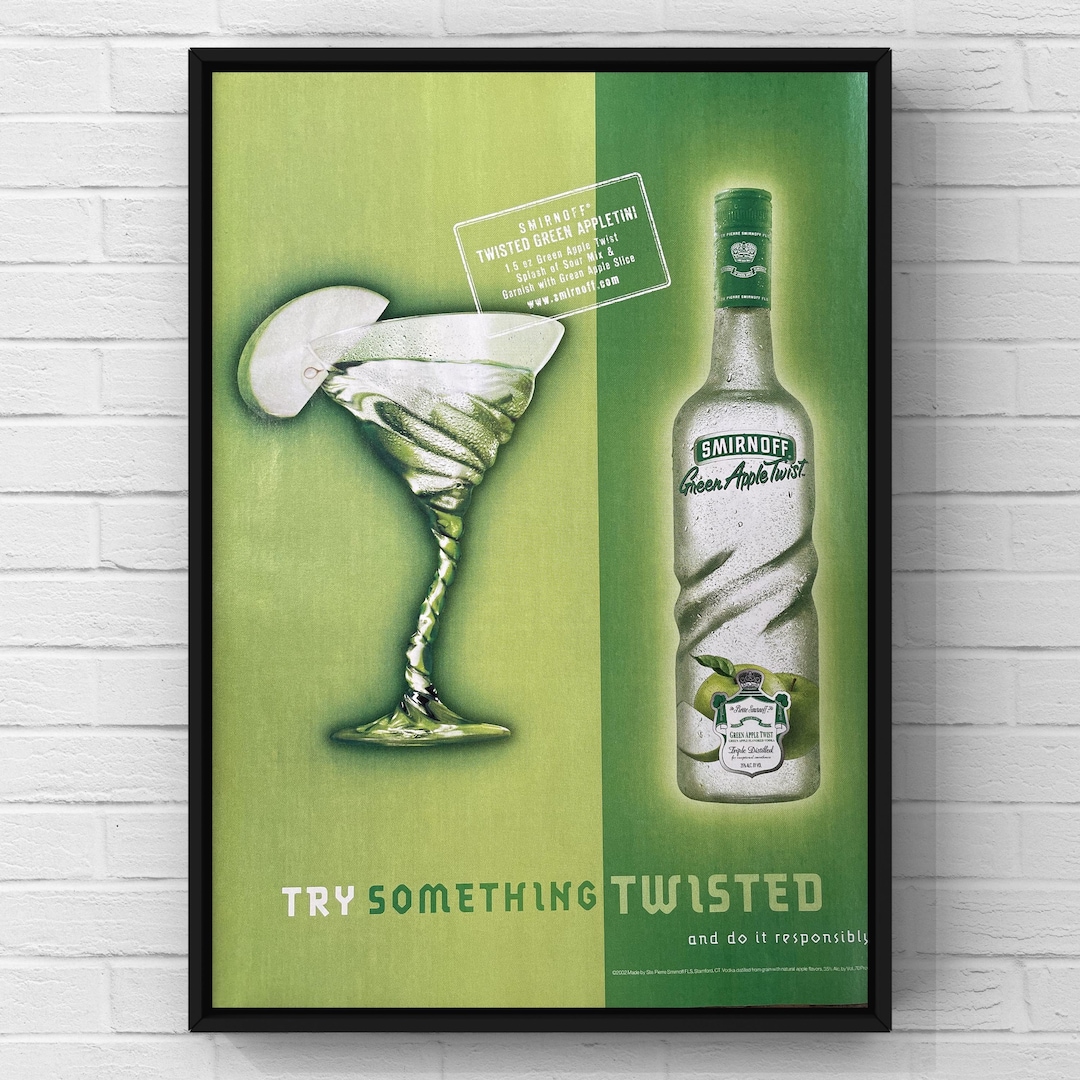 Vintage 2000s Smirnoff Vodka Twisted Y2K Bar Alcohol Magazine Ad Poster ...
