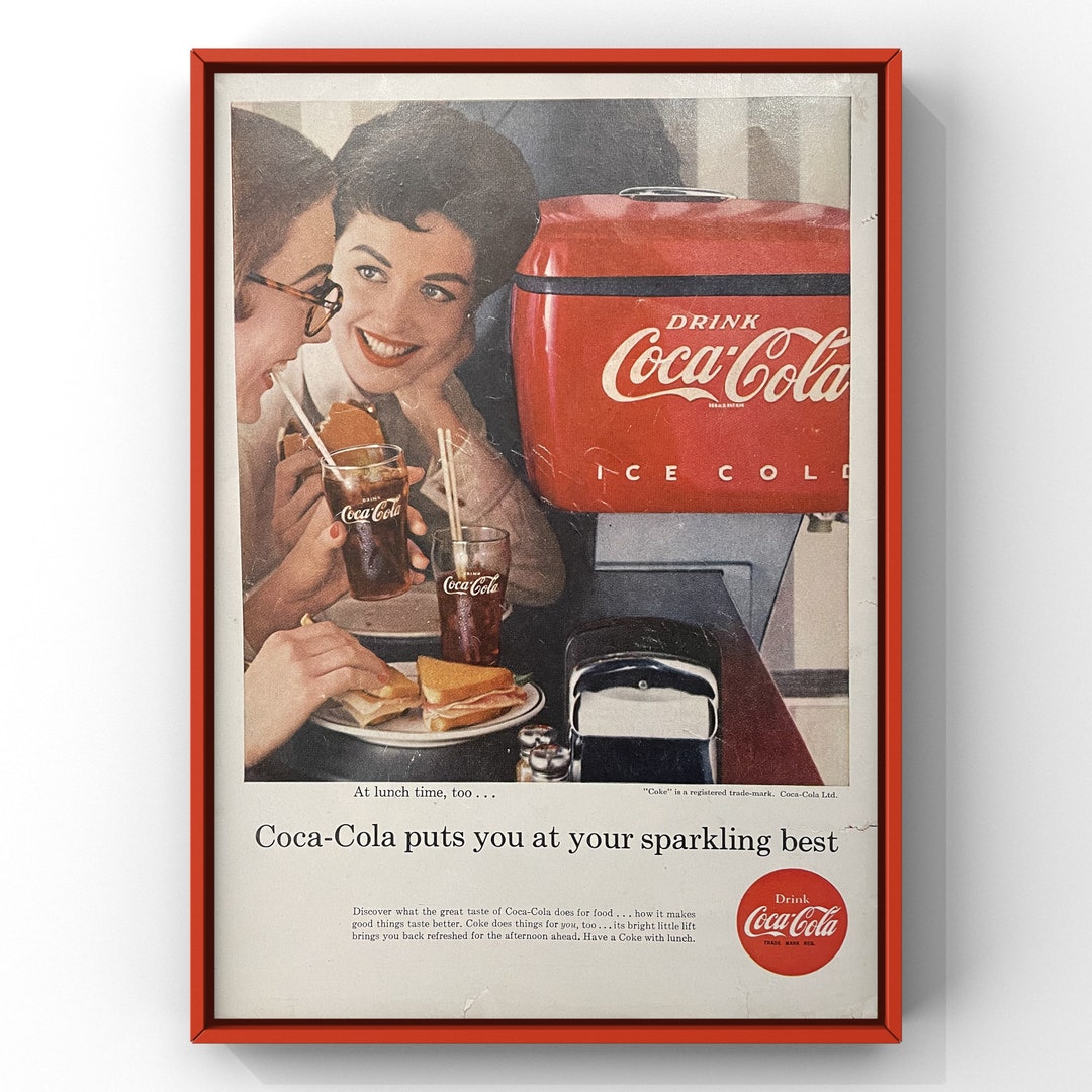 Vintage 1950s Coca Cola Ad Poster Print 50s Retro Home Decor Wall Art ...