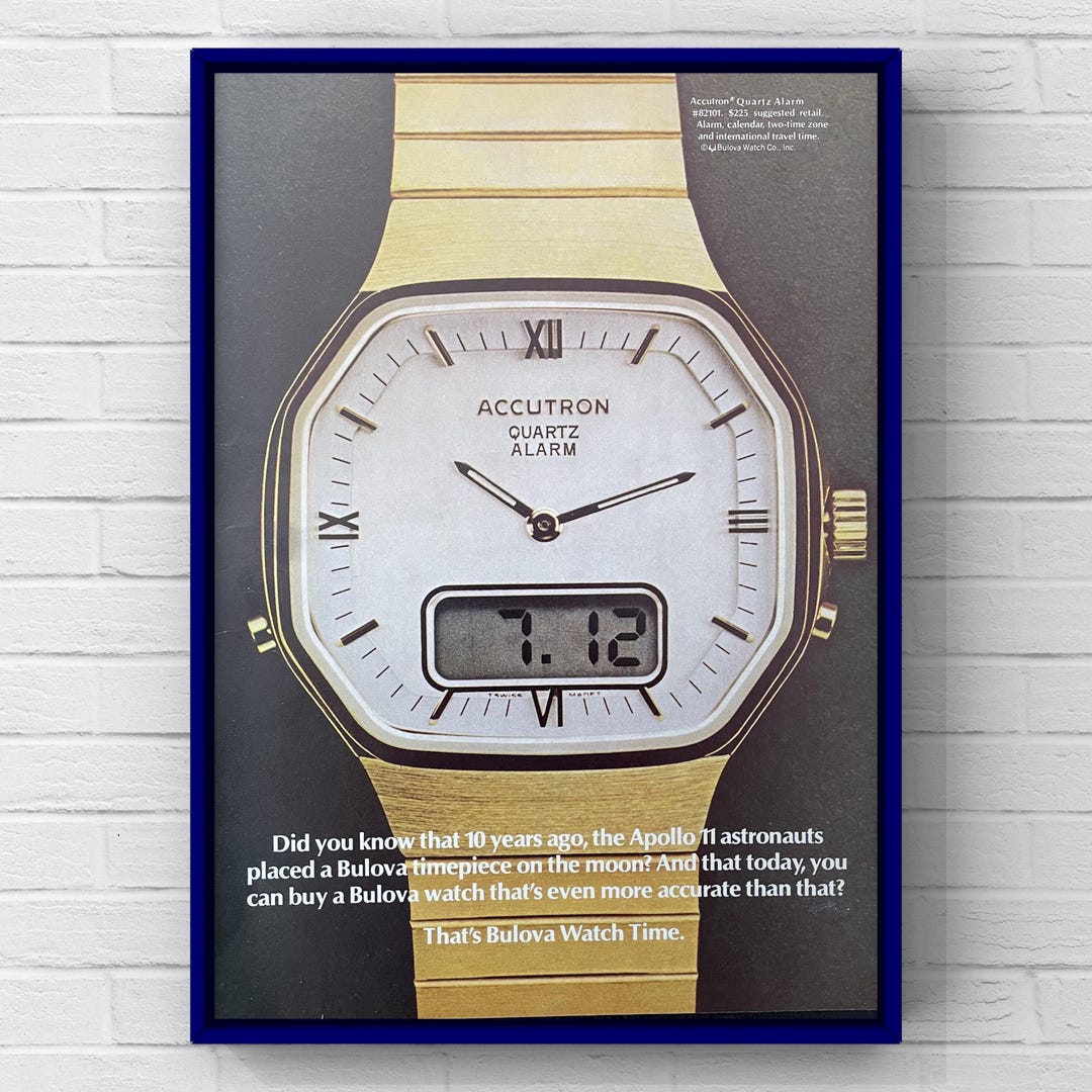 Vintage 1970s Accutron Quartz Watch 70s Magazine Page Ad Poster Paper ...