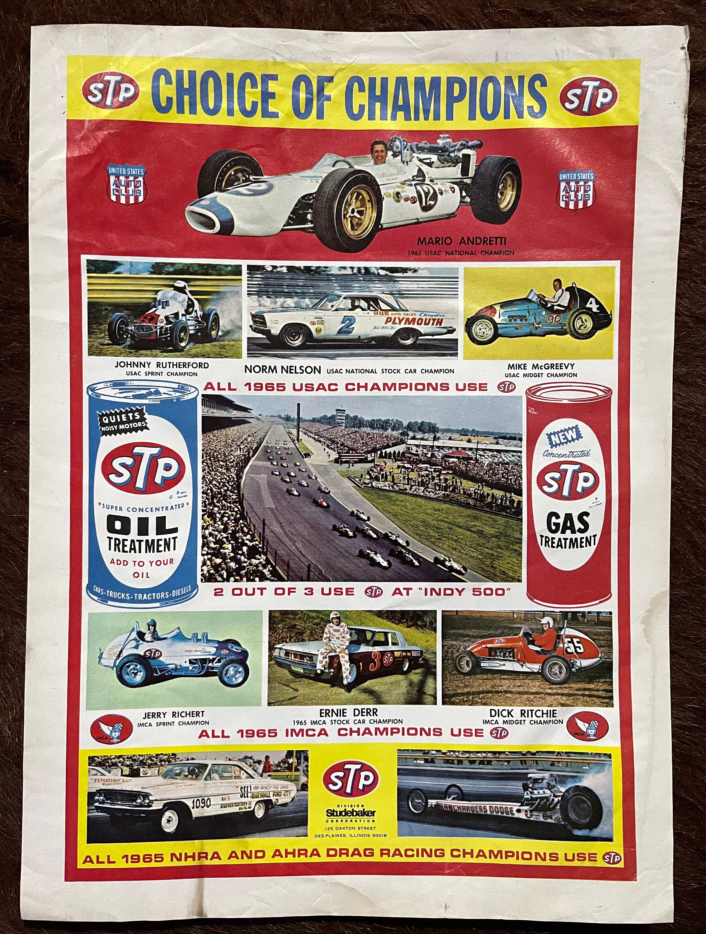 Vintage 1960s STP Oil / Gas 1965 Plymouth Car Classic Mario Andretti ...