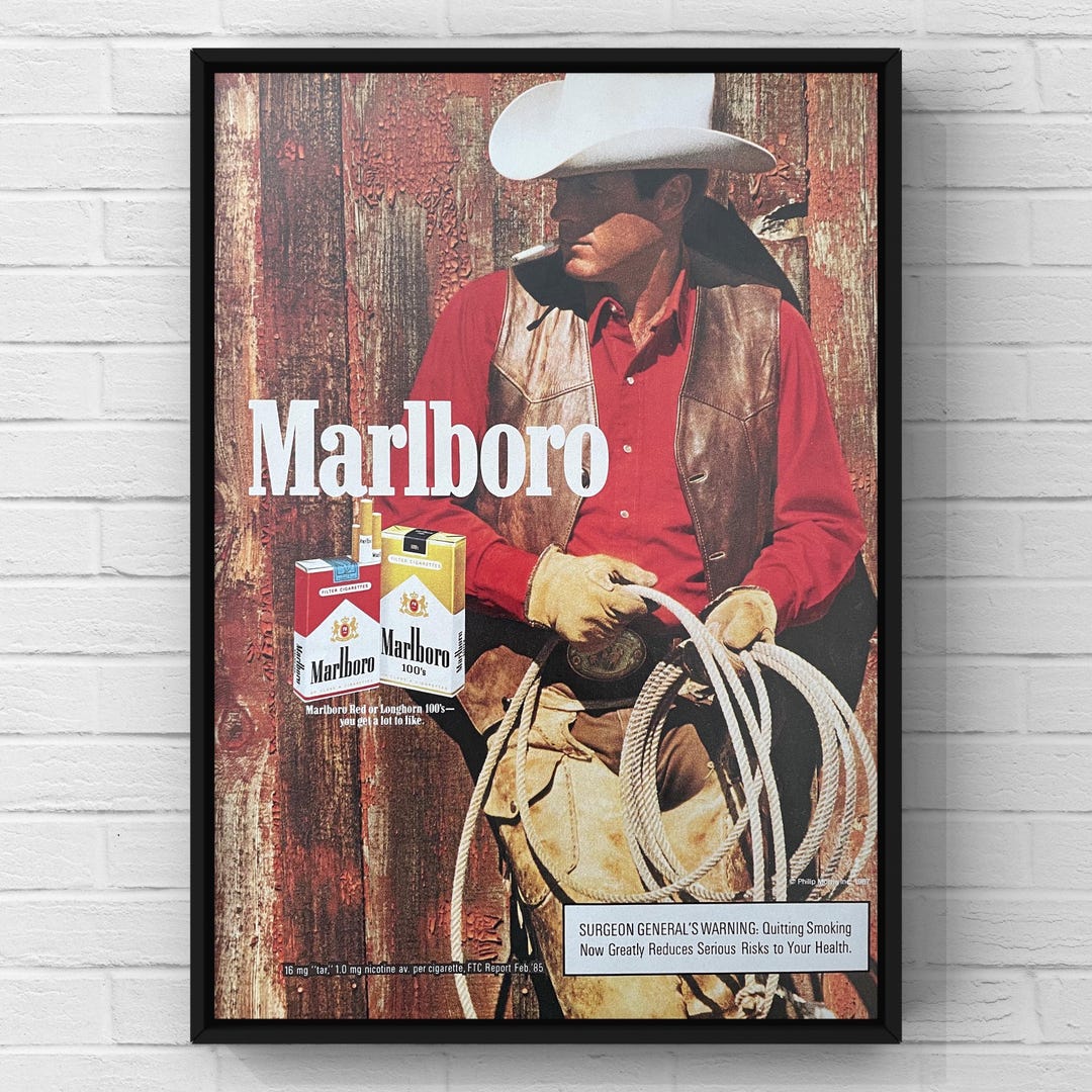 Vintage 1980s Marlboro Cigarettes Cowboy Western 80s Magazine Page Ad ...