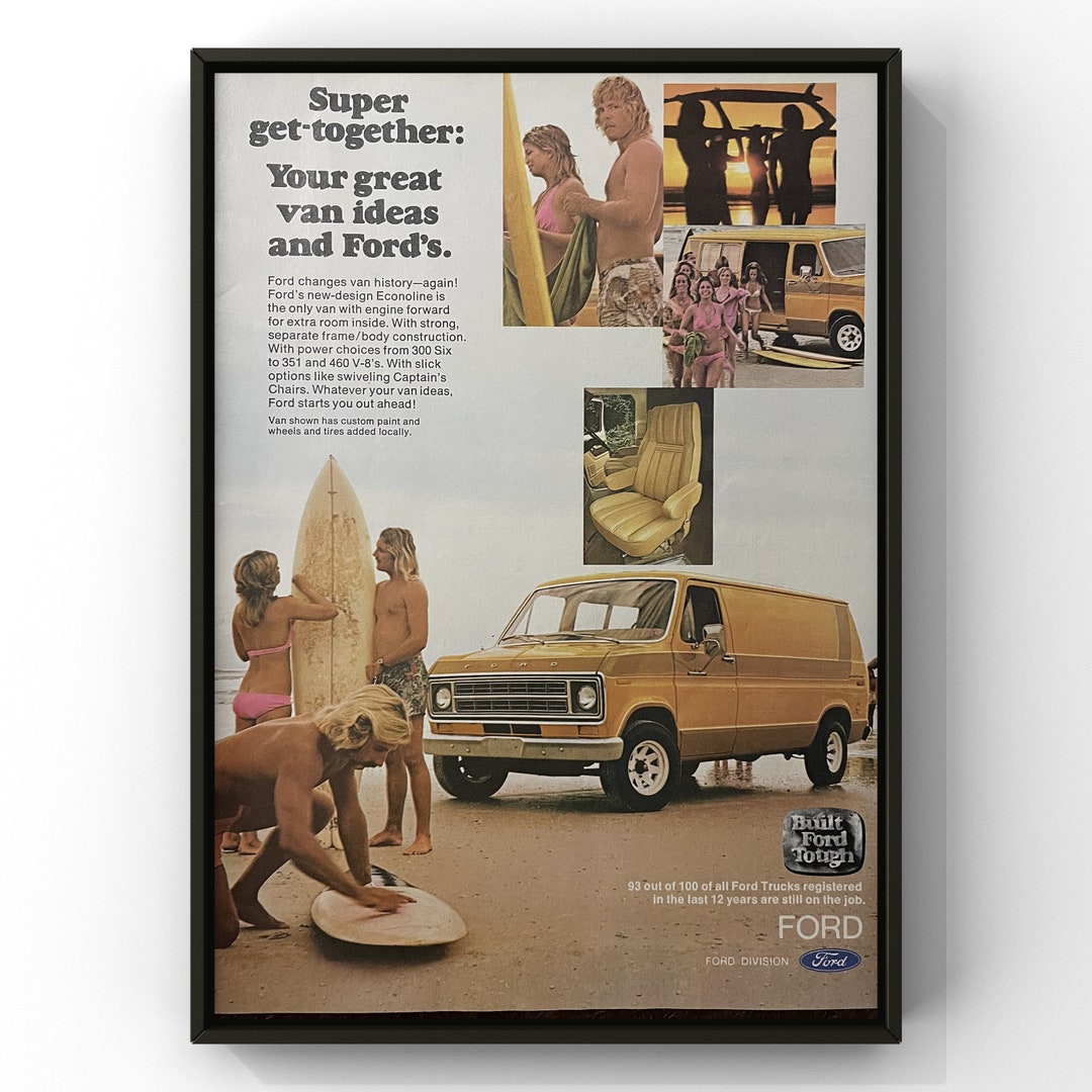 Vintage 1970s Ford Econoline Van 70s Beach Car Magazine Page Ad Poster ...