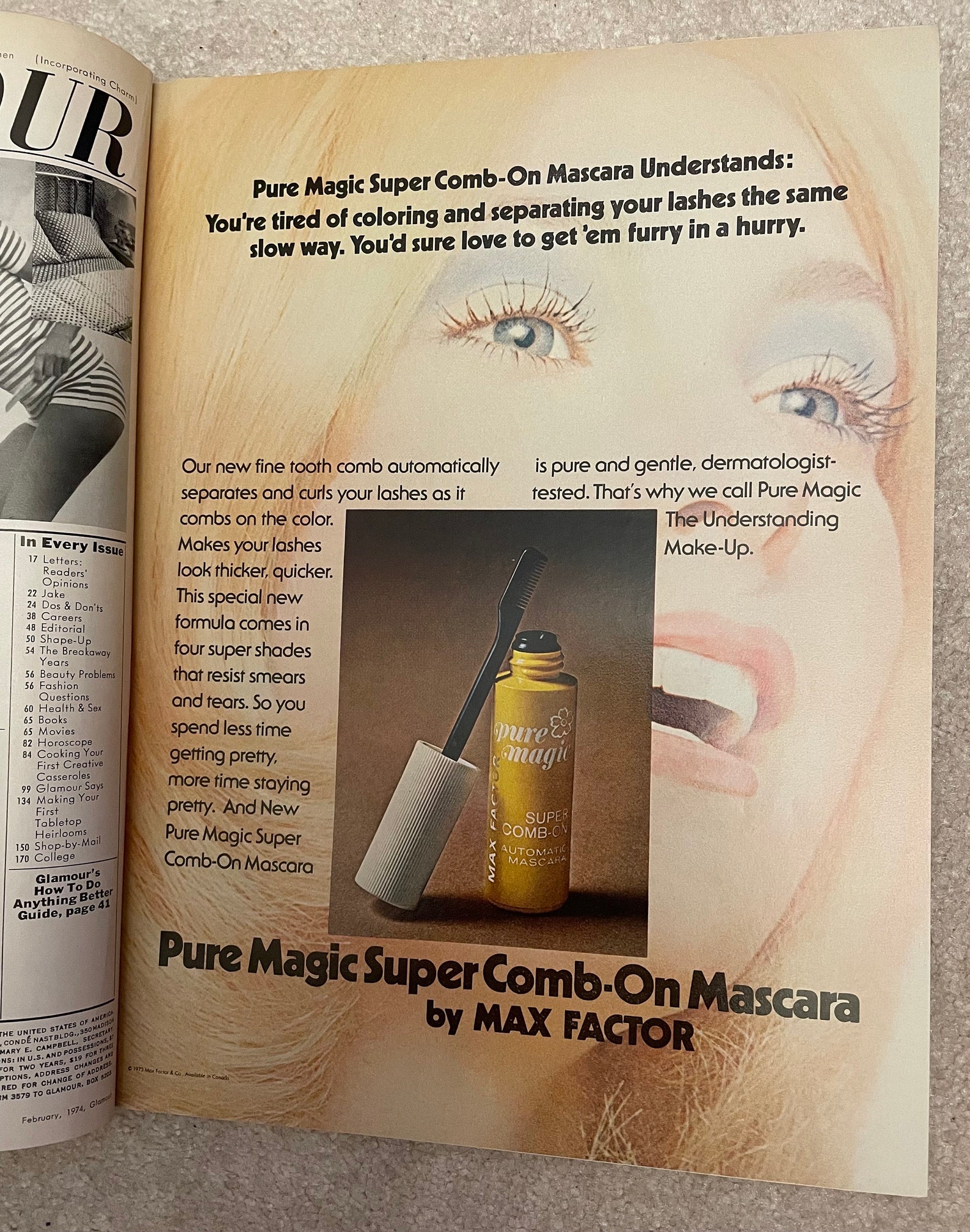 Vintage 1970s GLAMOUR Magazine 70s Retro Book Feb 1974 Makeup Perfume ...