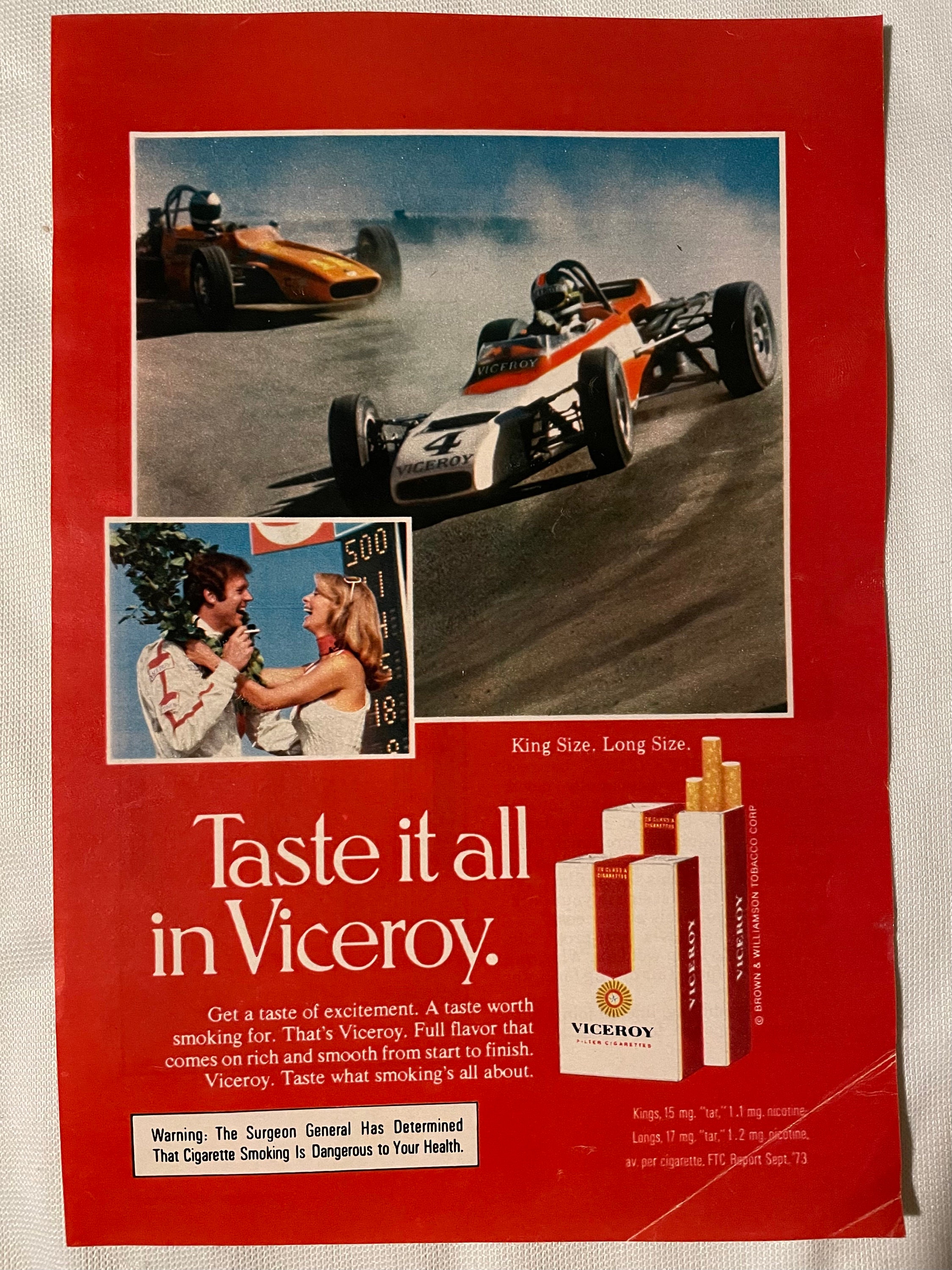 Vintage 1970s Viceroy Cigarettes Poster Ad Print Retro 70s - Etsy