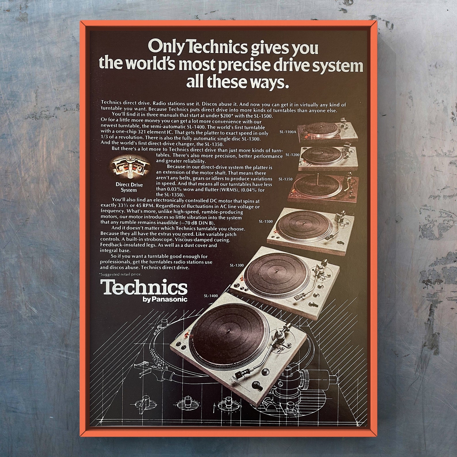 Vintage 1970s Technics Disco Record Player Tech 70s Magazine Ad Poster ...