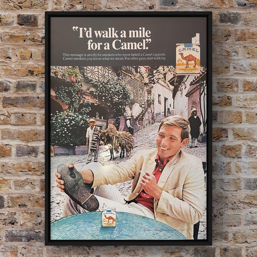 Vintage 1960s Camels Tobacco Cigarettes 60s Magazine Page Ad Poster ...