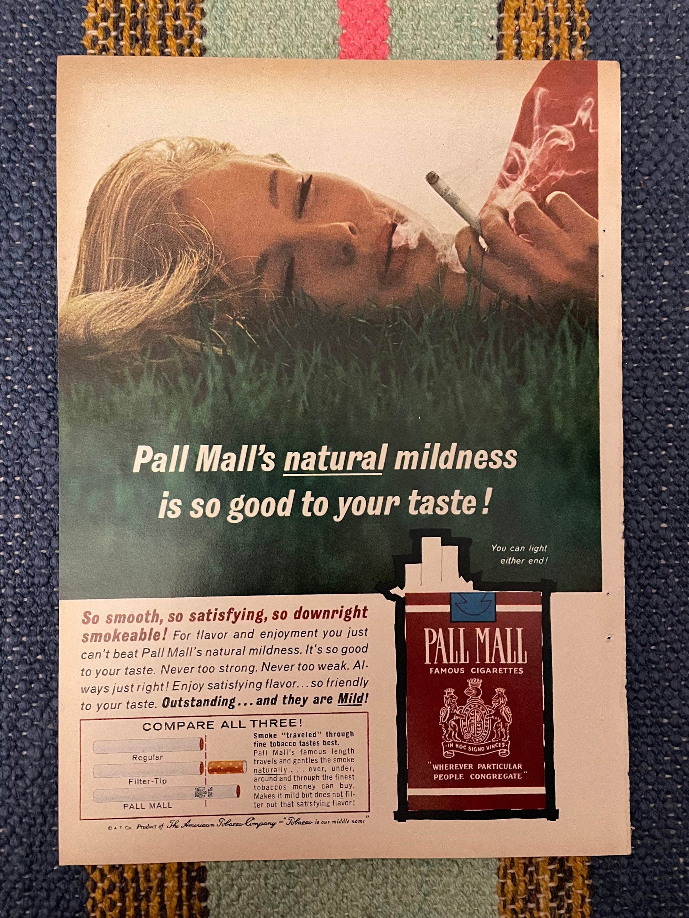 Vintage 1960s Pall Mall Cigarettes Smoking Tobacco 60s Woman Magazine ...