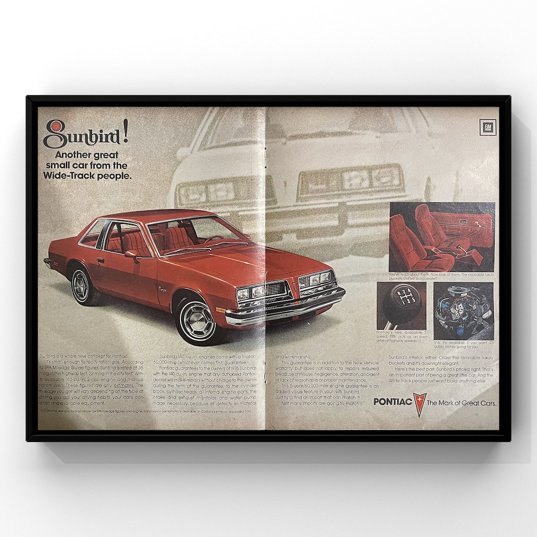 Vintage 1970s Sunbird Pontiac Poster Ad Print Retro Smirnoff Vodka ...