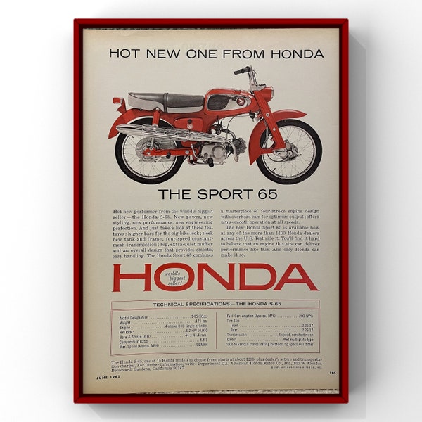 Honda Ad Poster - Etsy