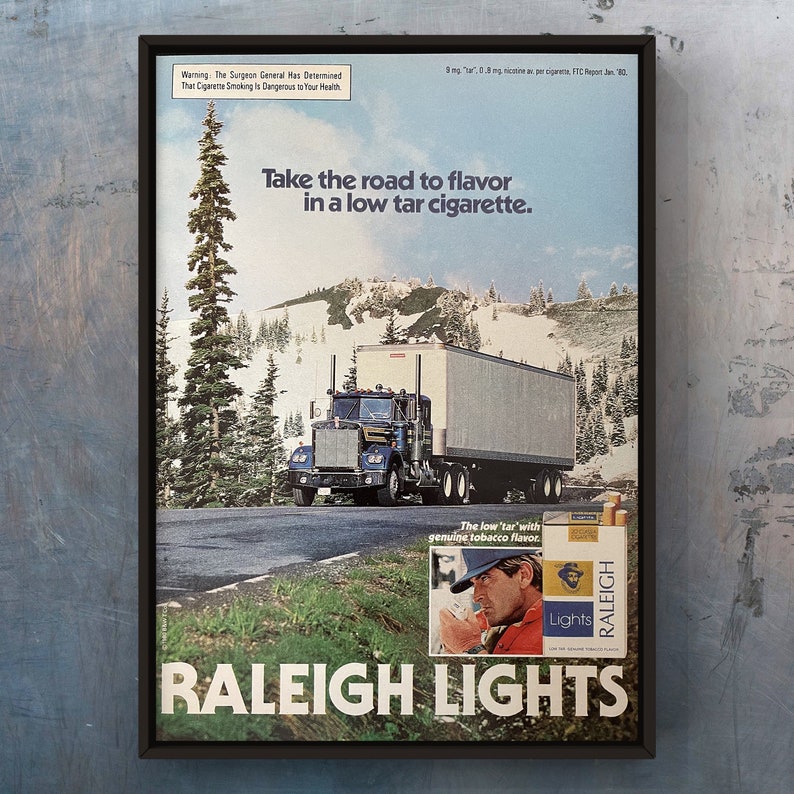 Vintage 1980s Raleigh Lights Cigarettes Tobacco Trucker 80s Magazine Ad ...