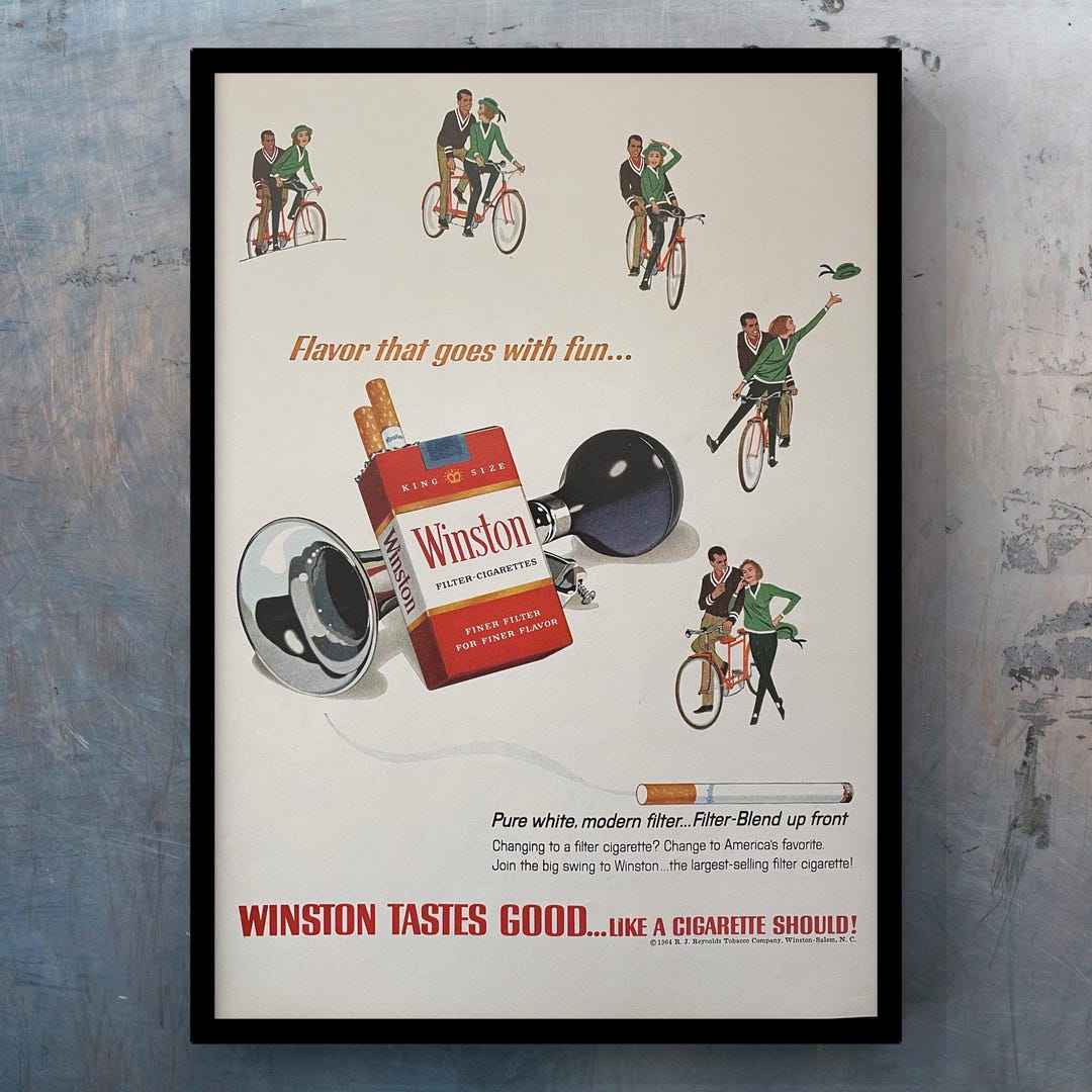 Vintage 1960s Winston Cigarettes Smoking Tobacco 60s Magazine Page Ad ...