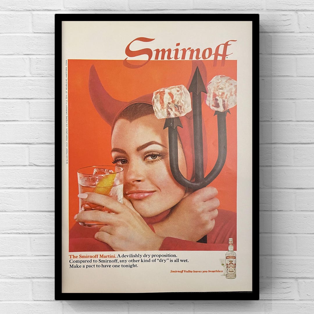 Vintage 1960s Smirnoff Vodka Devil Bar 60s Magazine Page Ad Poster ...
