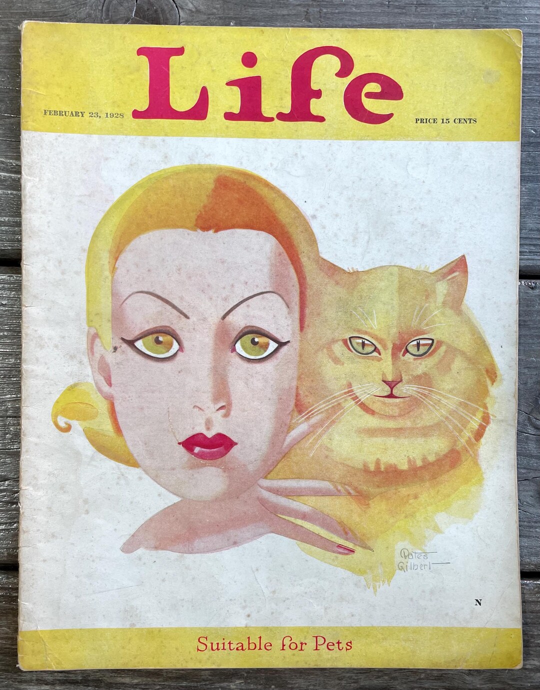 Antique 1920s LIFE 1927 Magazine Soft Cover Book Cat Deco Paper Vintage ...