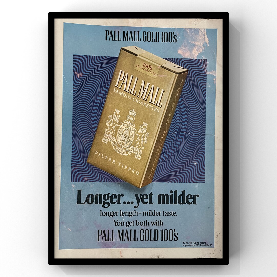 Vintage 1970s Pall Mall Cigarettes Gold Tobacco / Schlitz Beer 70s ...