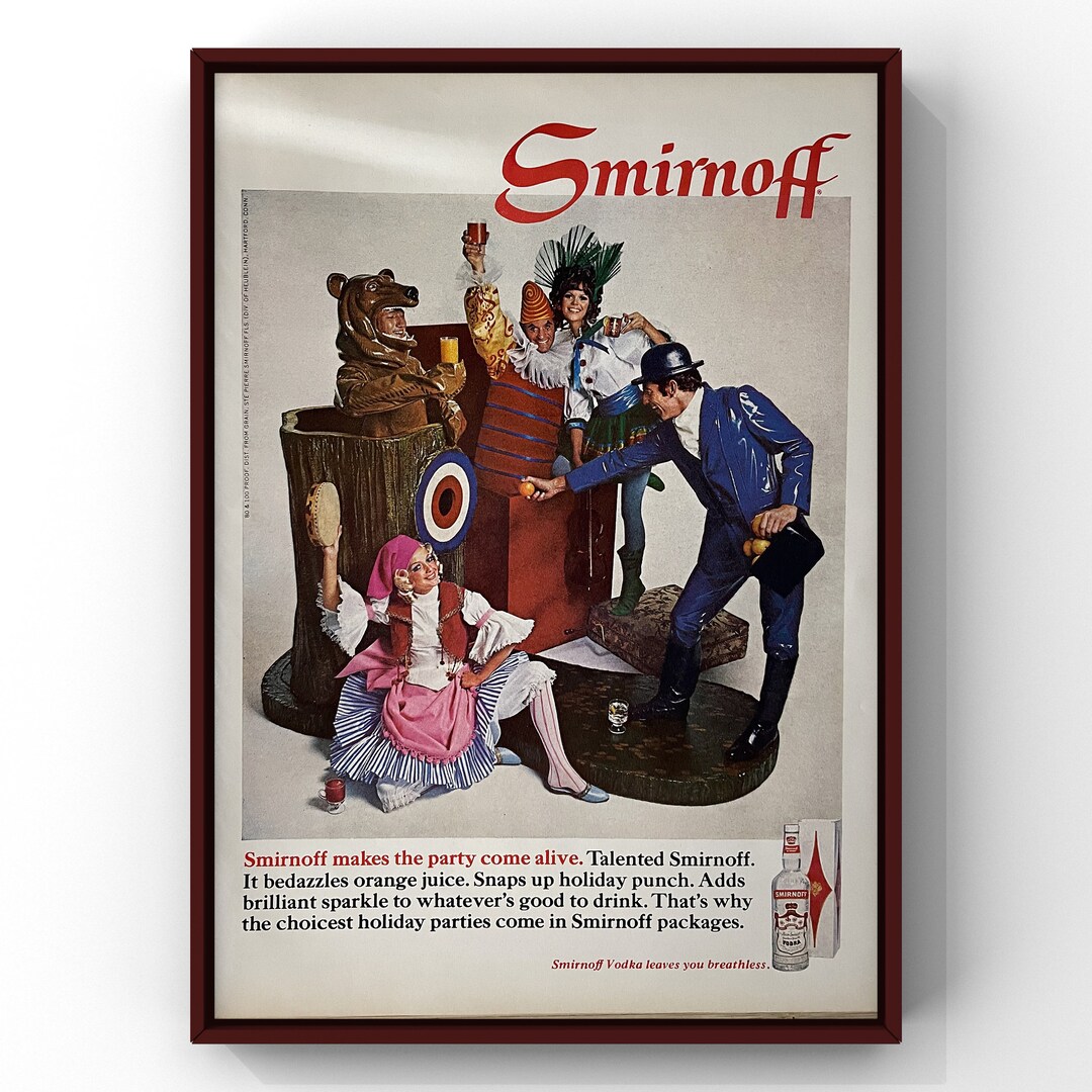 Vintage 1960s Smirnoff Vodka Alcohol Bar Party 60s Magazine Page Ad ...
