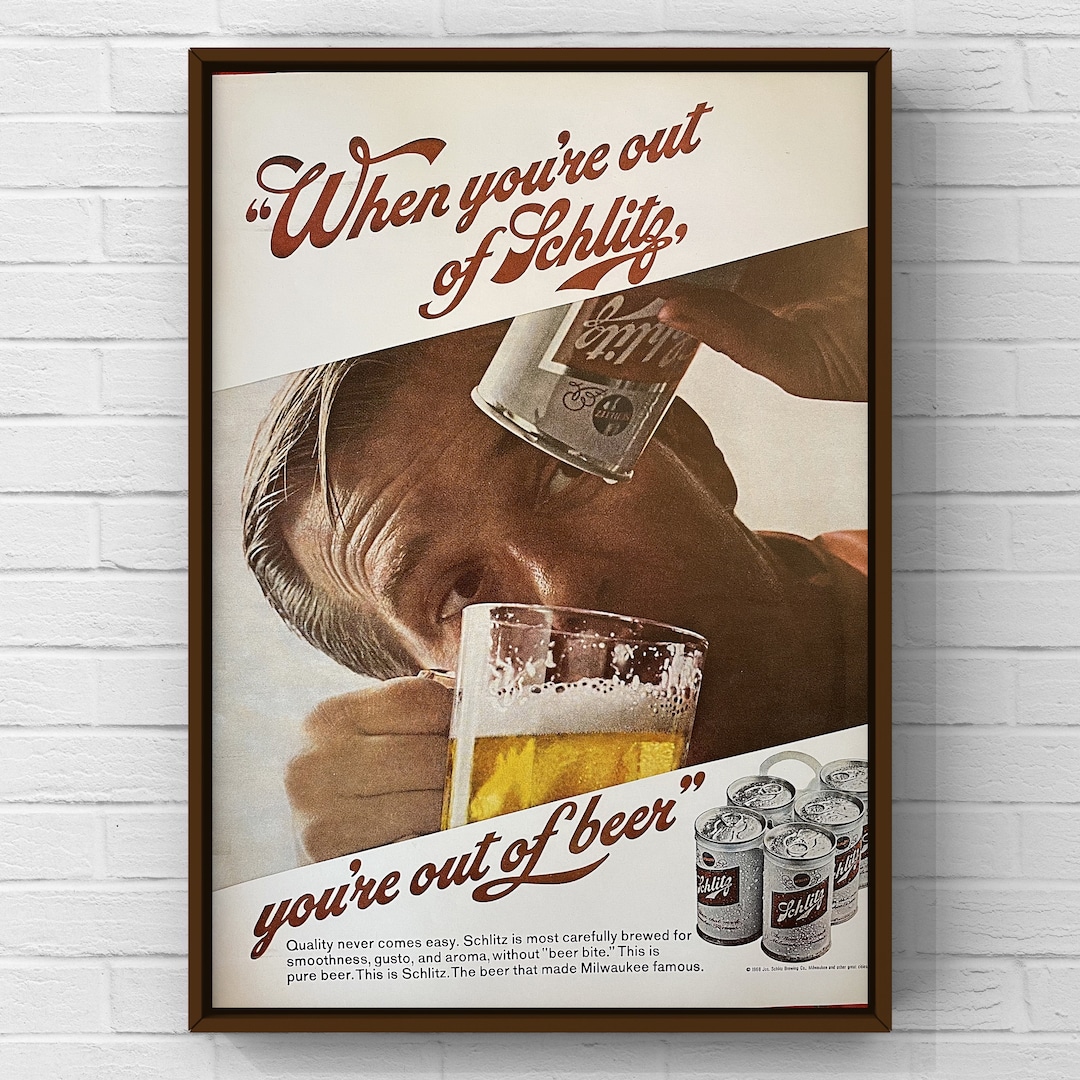 Vintage 1960s Schlitz Beer Alcohol 60s Good Year Tire Bar Magazine Page ...