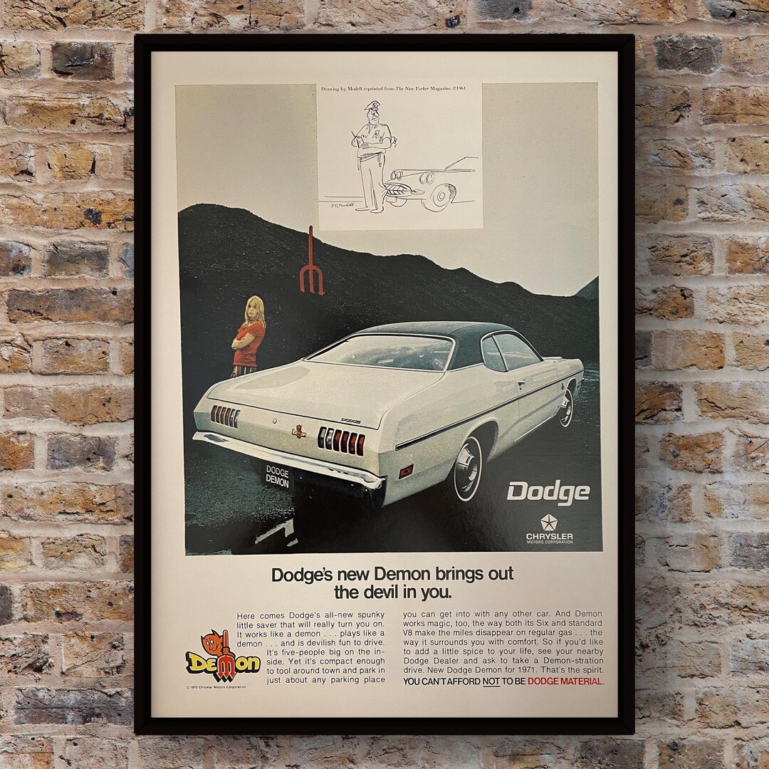 Vintage 1970s Dart Demon Sizzler Car 70s Dodge Magazine Page Ad Poster ...