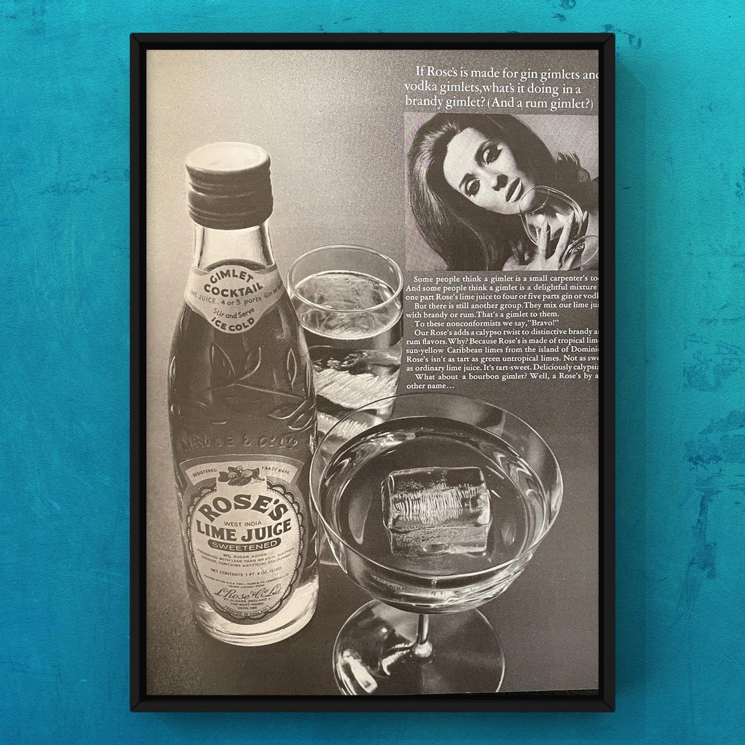 Vintage 1960s Vodka and Roses Alcohol Lime Juice Bar 60s Magazine Page ...
