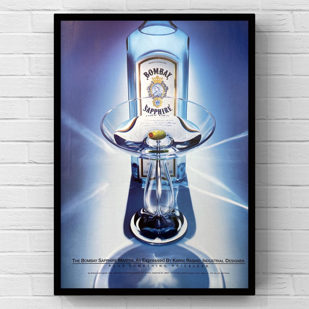 Vintage 2000s Bombay Dry Gin Sapphire London Alcohol Bar 00s Y2K ...