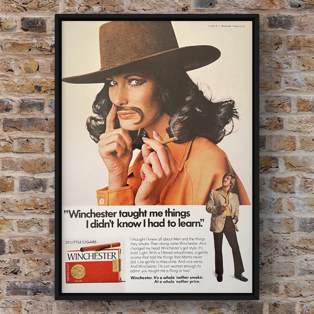 Vintage 1970s Winchester Smoke Tobacco Cigar Cigarettes 70s Woman ...