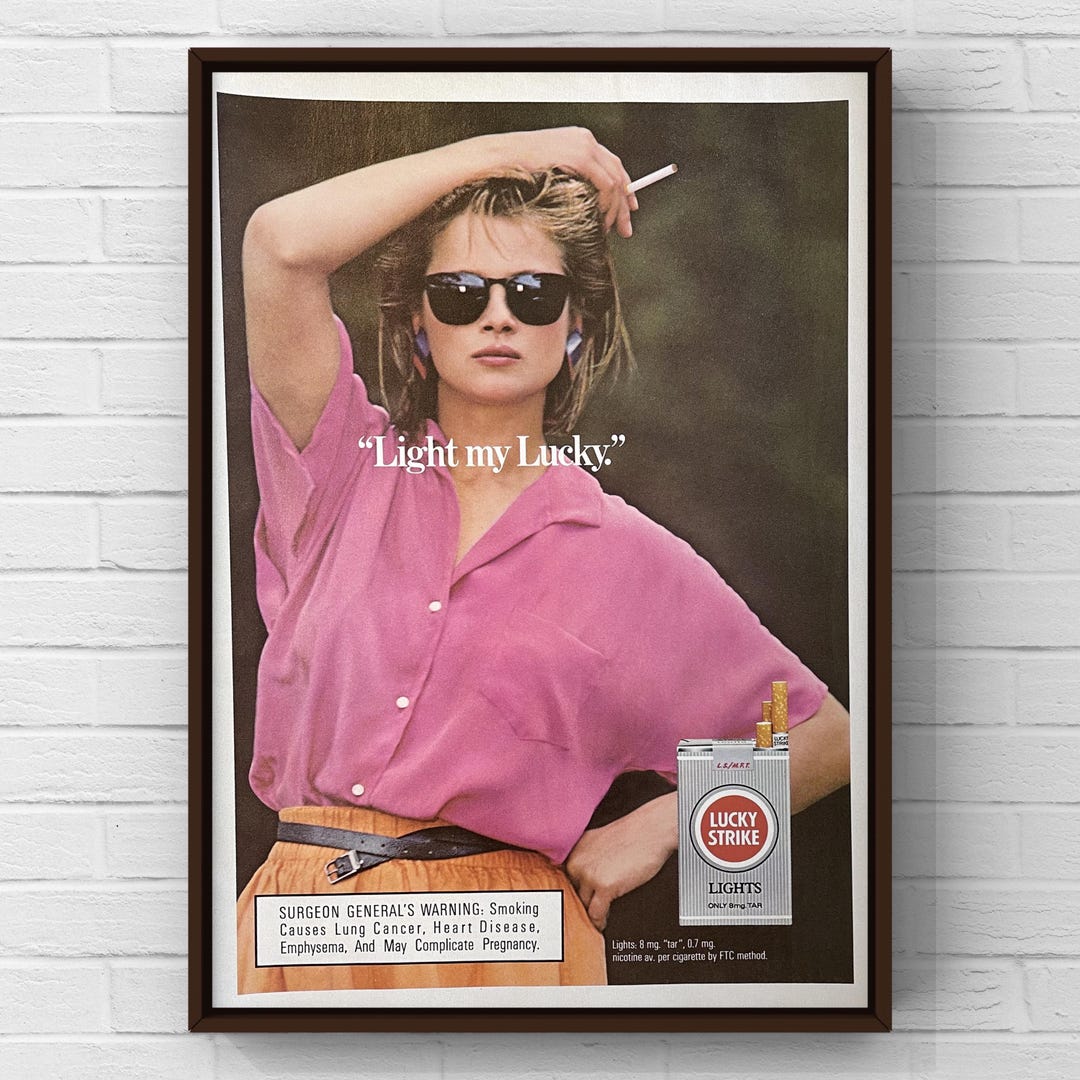 Vintage 1980s Lucky Strike 80s Cigarettes Tobacco Magazine Page Ad ...