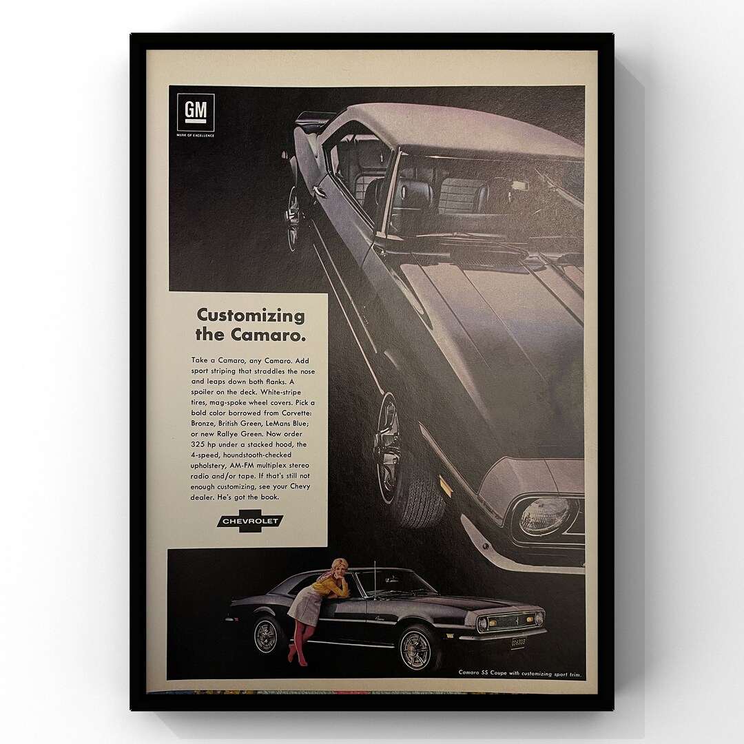 Vintage 1960s Chevrolet Classic Car 60s Camaro Corvette Magazine Page ...