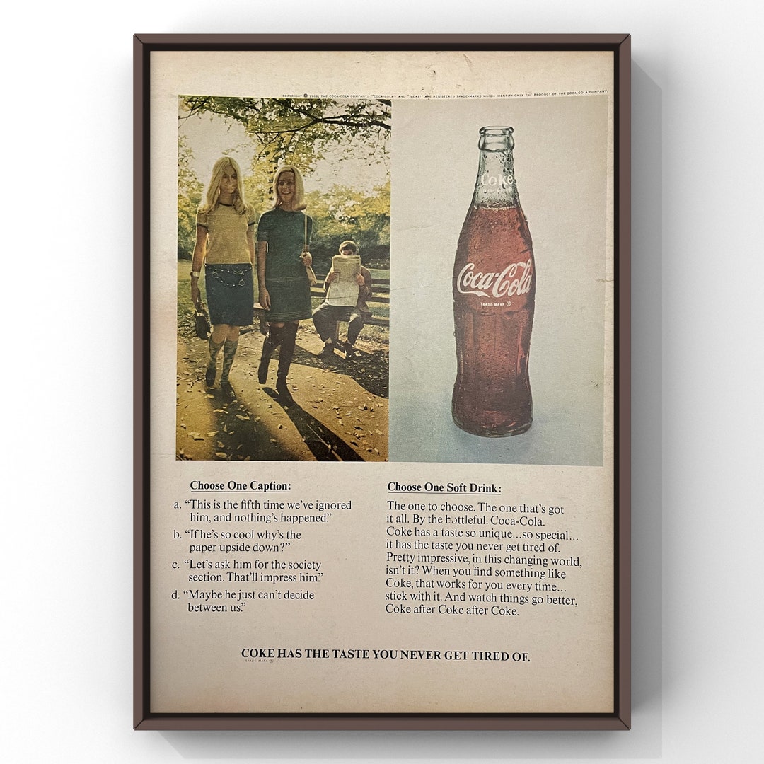 Vintage 1960s Coca-cola 60s Coke Pop Bottle Magazine Page Ad Poster ...