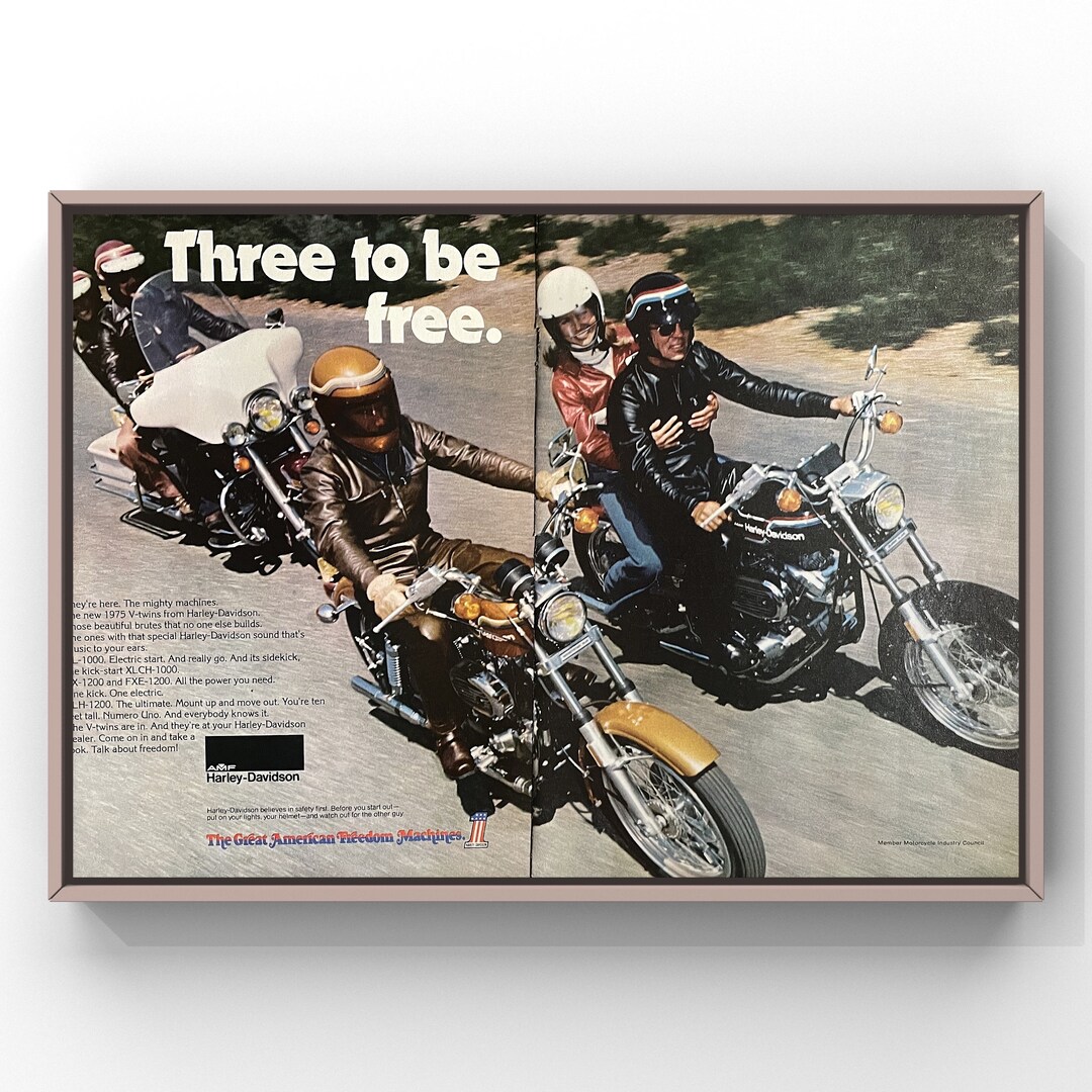 Vintage 1970s Harley Davidson Motorcycle FX-1200 Magazine 2 Page Ad ...