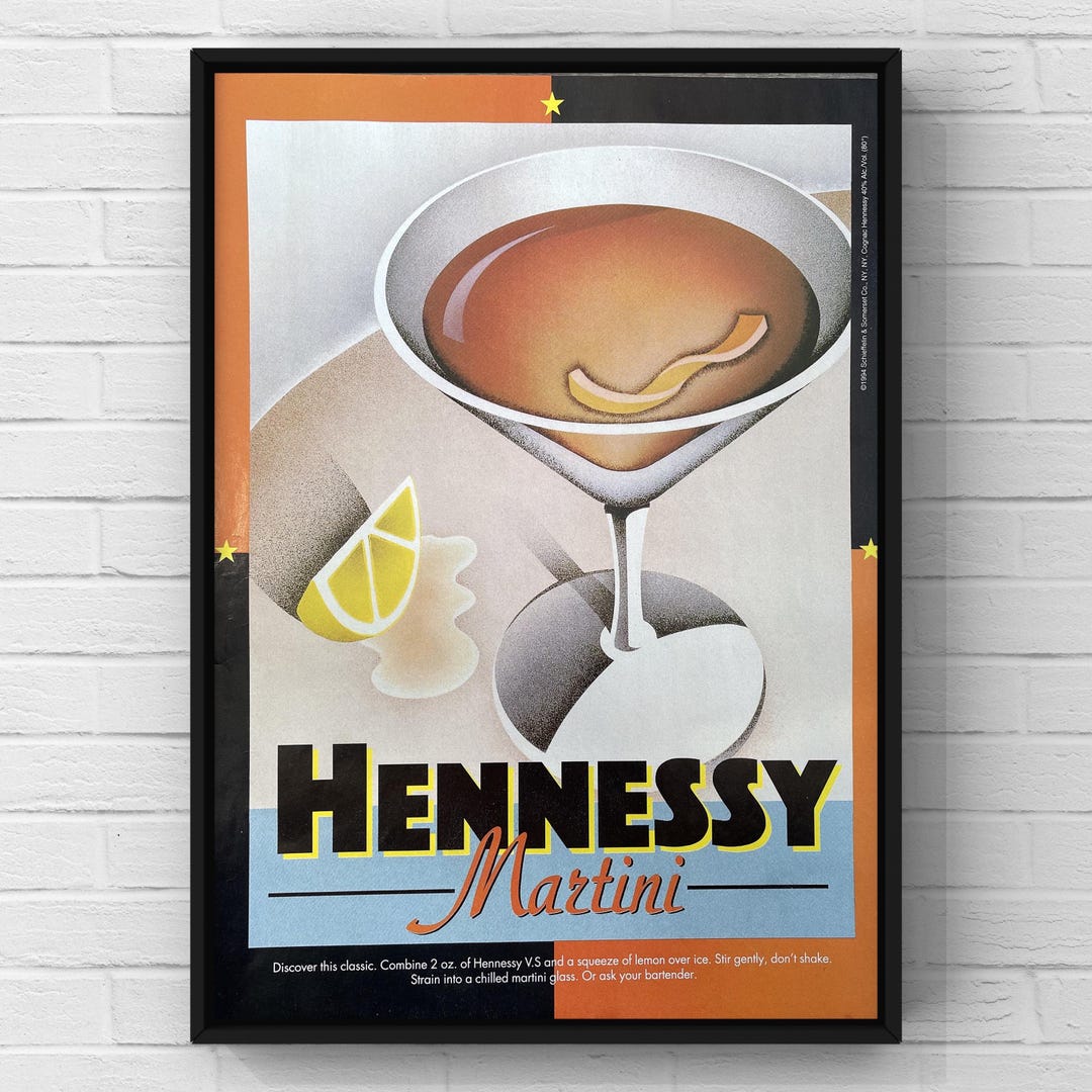Vintage 1990s Hennessy Cognac Bar 90s Alcohol Magazine Page Ad Poster ...