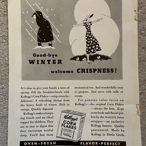 Vintage 1930s Kellogg's Corn Flakes Breakfast Cereal 30s Food Kitchen ...