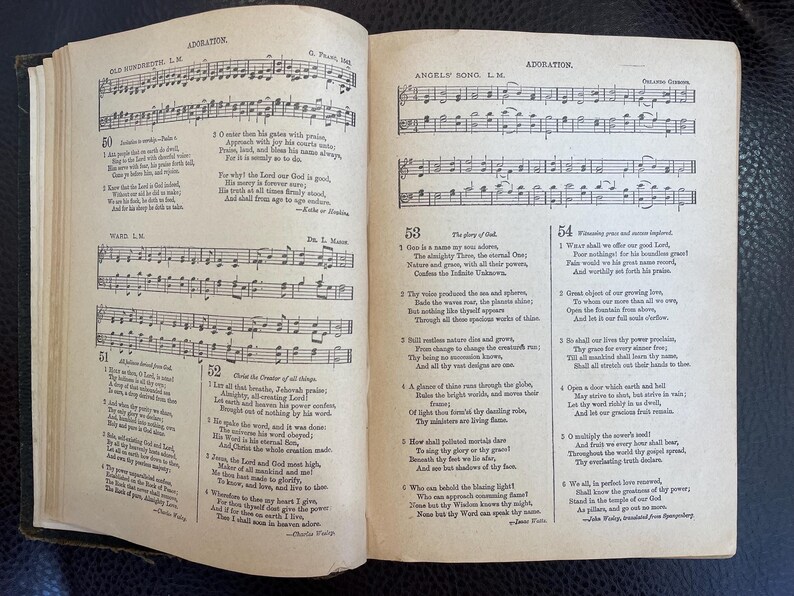 Antique Hardcover Methodist Hymn and Tune Book Prayer 1900s 1896 ...