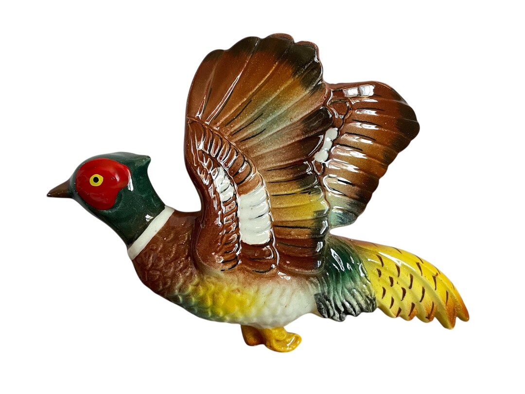 Vintage 1960s Ceramic Porcelain Small Flying Pheasant Wall Hanging ...