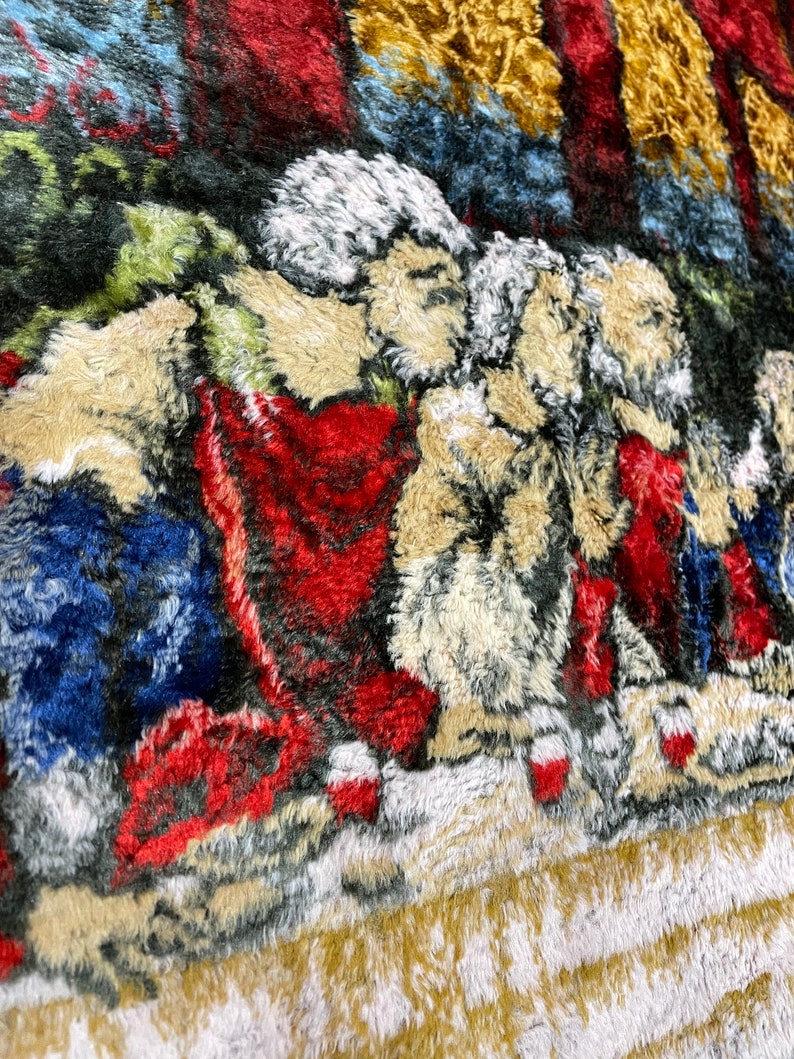 Vintage 1970s Jesus Last Supper Religious Velvet Carpet Wall - Etsy